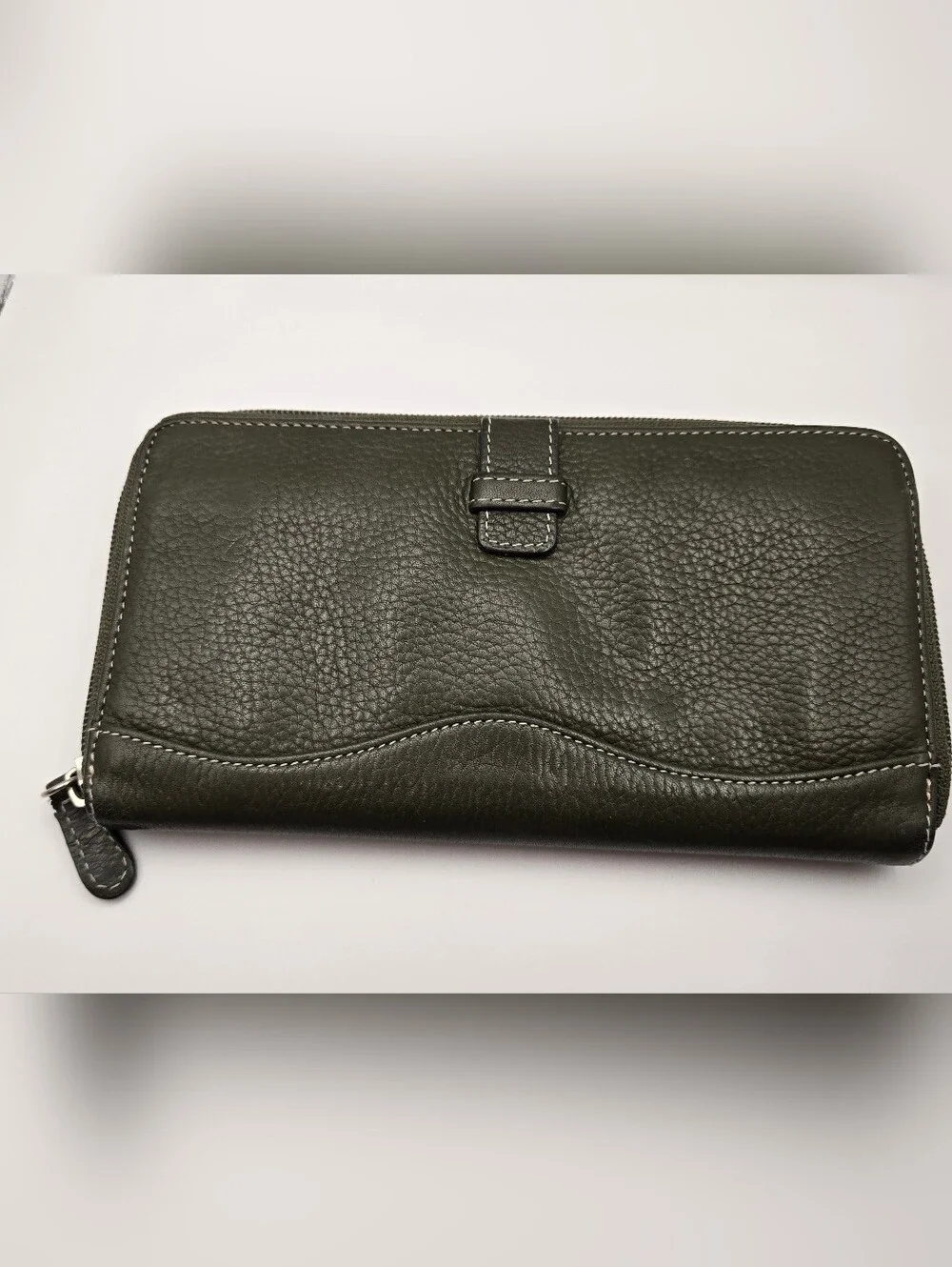 Tignanello | Bags | Tignanello Dark Olive Soft Pebbled Leather Zip ...